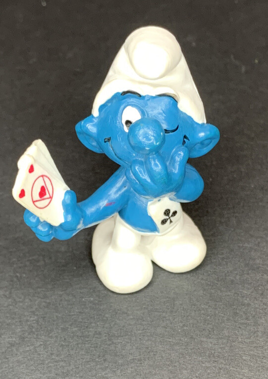 Smurfs Card Player Smurf 20056 Vintage Figure Rare PVC Toy Casino Poker ...