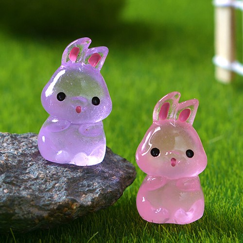 1Pc Luminous Rabbit Figurines Glow In The Dark Bunny Resin Statue ...