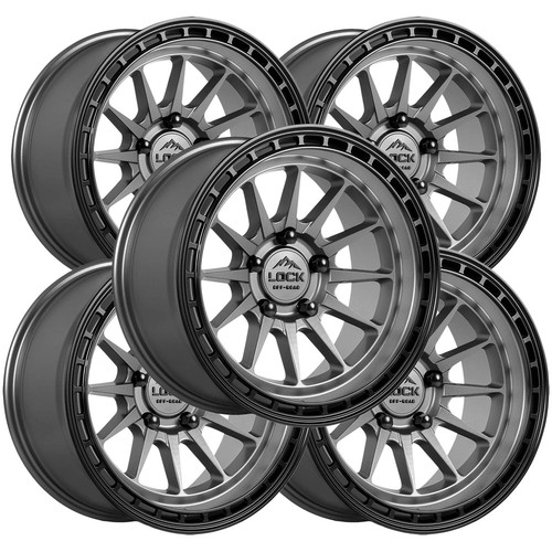 (Set of 5) Lock Off-Road Baja 17x9 5x5" +0mm Gunmetal Wheels Rims 17 ...