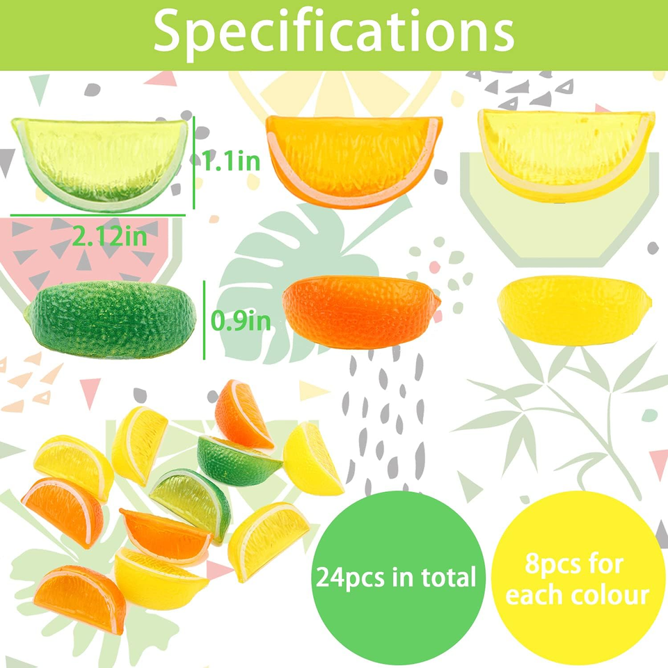 24PCS Artificial Lemon Blocks,Realistic Fake Lemon Lime Wedge Block ...