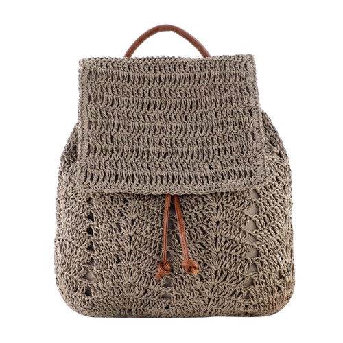 Fashion Straw Shoulders Backpack Hand-Woven Women Beach Bucket Bag ...