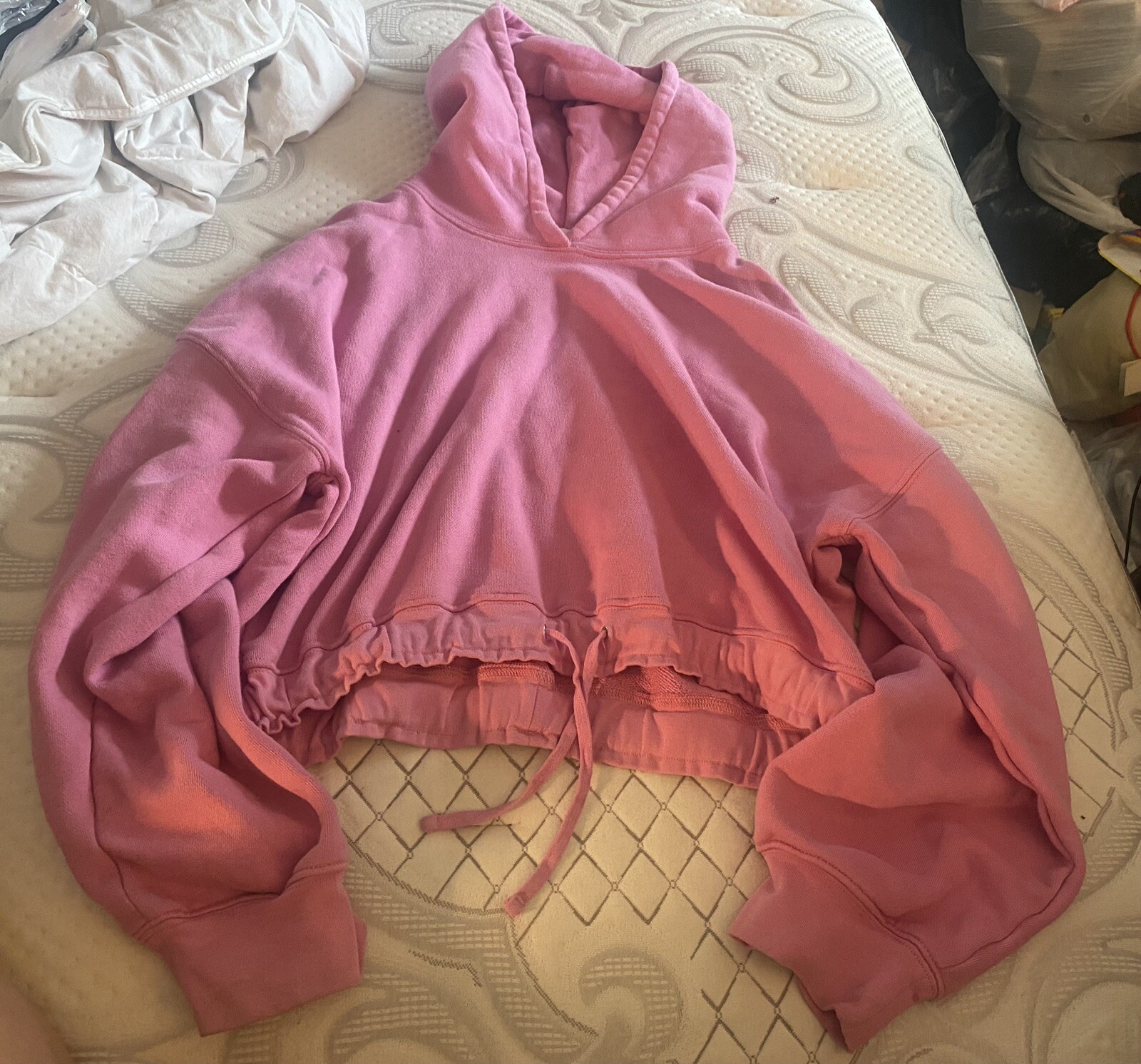 JONATHAN SIMKHAI Pink Crop Hoodie Sweatshirt Sz L | eBay