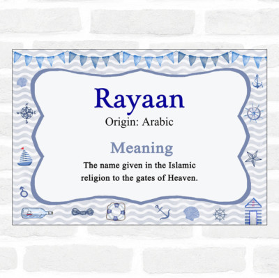 Rayaan Name Meaning Nautical Certificate | eBay UK