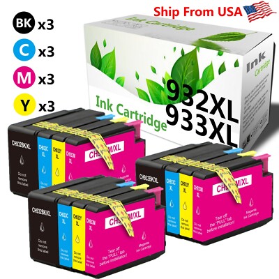 12-Pack 932 933 XL Ink Cartridge 932XL 933XL for Officejet 6700 Printer ...