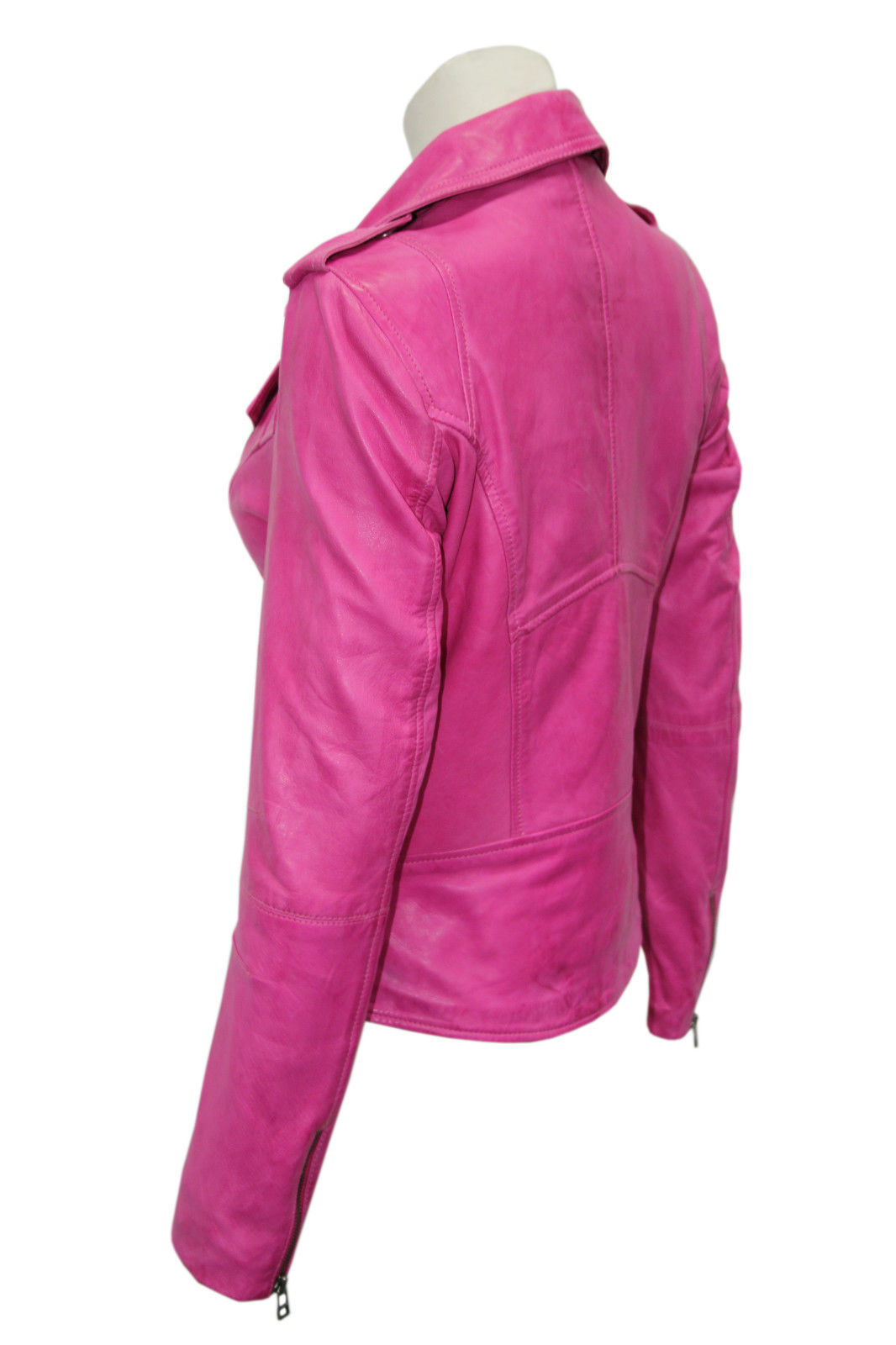 Women's Trendy Style Genuine Lambskin Leather Pink Jacket Motor Biker ...