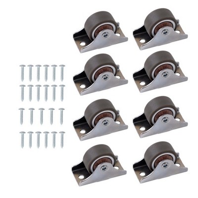 8 Pcs 1 Inch Small Caster Wheels Low Profile Mini Fixed Casters For ...