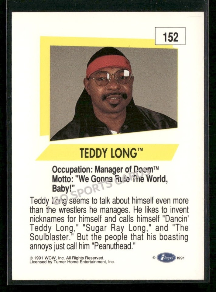 1991 Impel WCW Wrestling Teddy Long Manager of DOOM #152 HOF | eBay