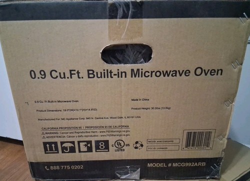 Magic Chef RV Microwave .9 cubic Black 900 Watt MCG992ARB (No Trim Kit ...
