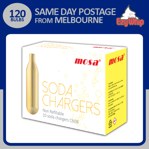 MOSA SODA CHARGERS 10 PACK X 12 (120 BULBS) WHIPPER CO2 CARBON DIOXIDE ...