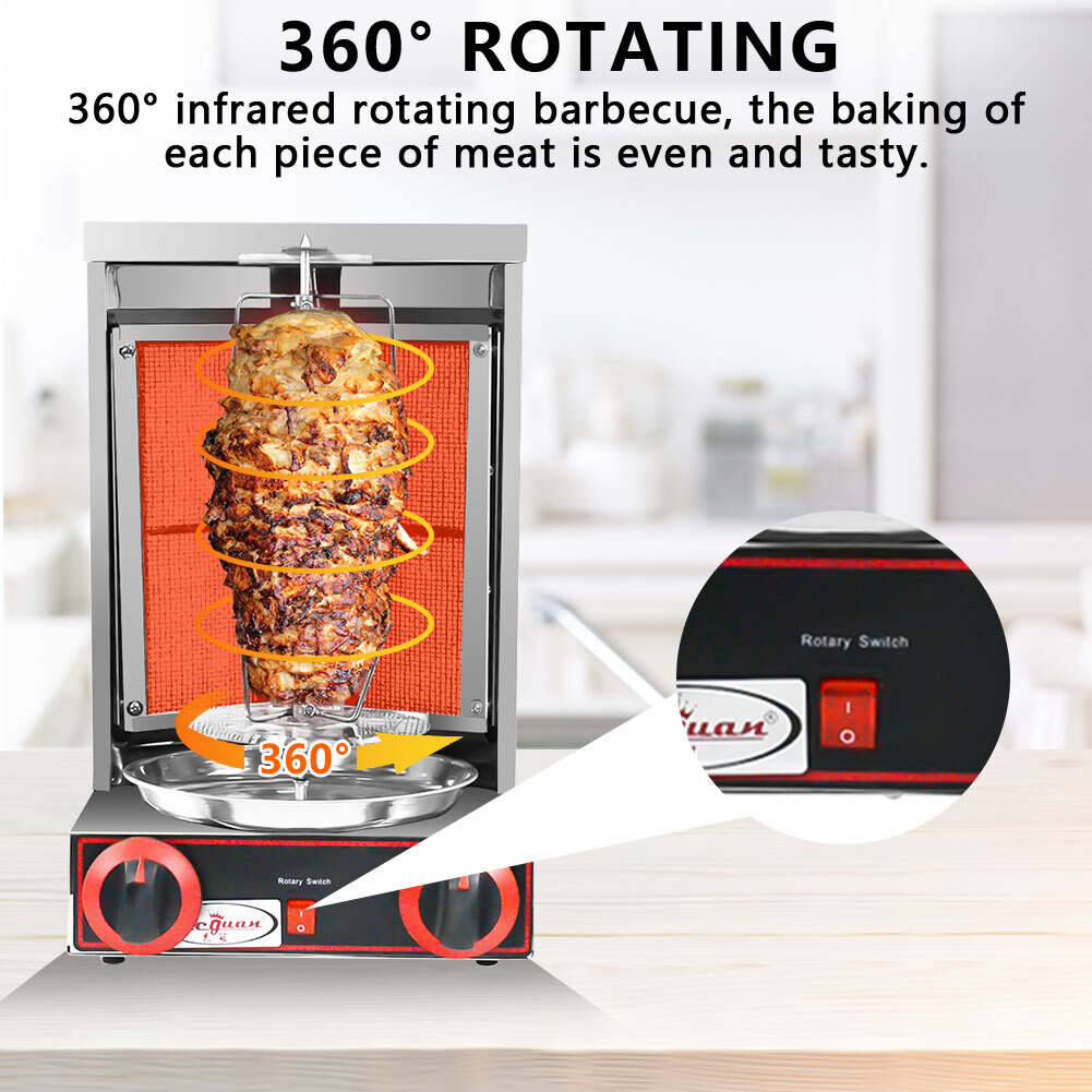 Shawarma Doner Kebab Machine LPG Gas Rotating Rotisserie Oven Automatic ...