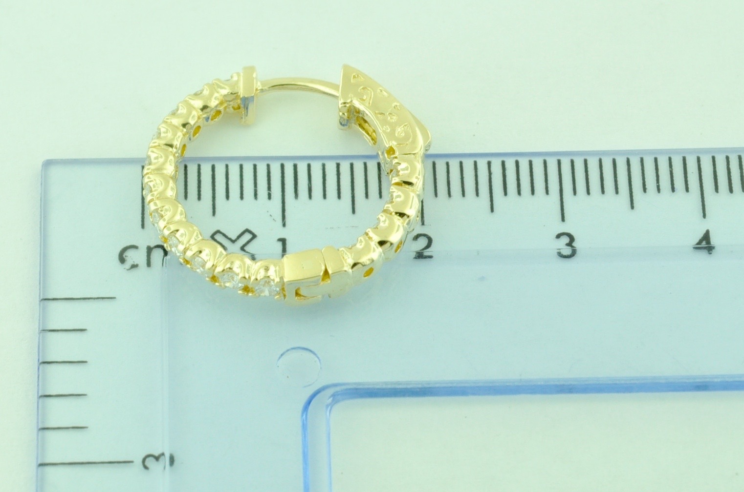 14k Solid Yellow Gold Natural hoop Diamond earring snap lock Inside ...