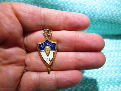 Senior '71 Key Pendant Blue White Gold Colored by Jostens Vintage ...
