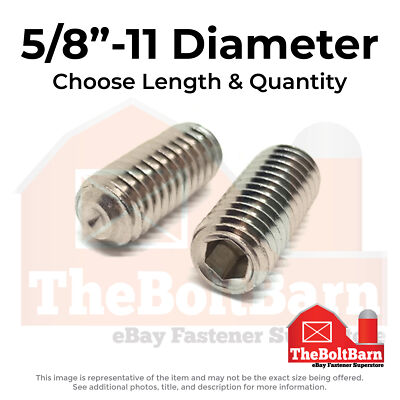 5/8"-11 Stainless Steel Cup Point Allen Socket Set Screw (Choose Length ...