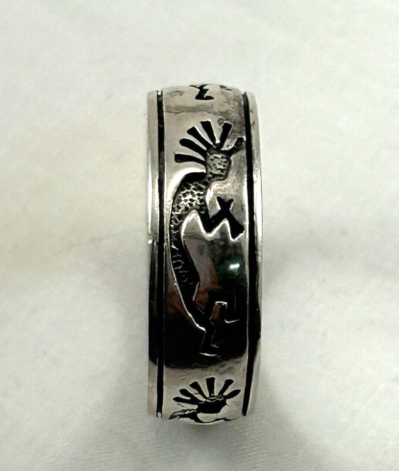 Vintage PETER STONE PSCL Sterling Silver KOKOPELLI Tribal Ring Size 10. ...