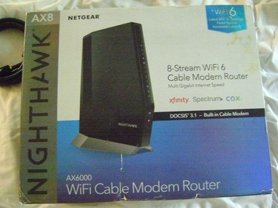Netgear CAX80 Nighthawk AX8 8-Stream WiFi 6 Cable Modem Router AX6000 ...