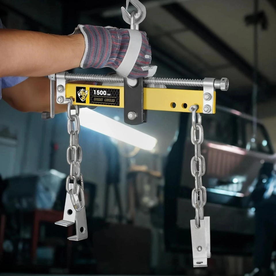 YELLOW JACKET 1500lb Engine Hoist Crane Leveler Steel Adjustable Handle ...