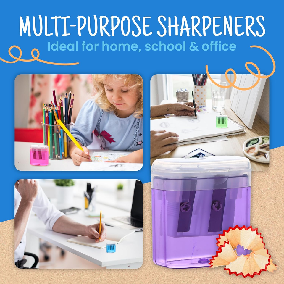 Pencil Sharpener 100- Pack - Manual Pencil Sharpener for Kids with Lid ...
