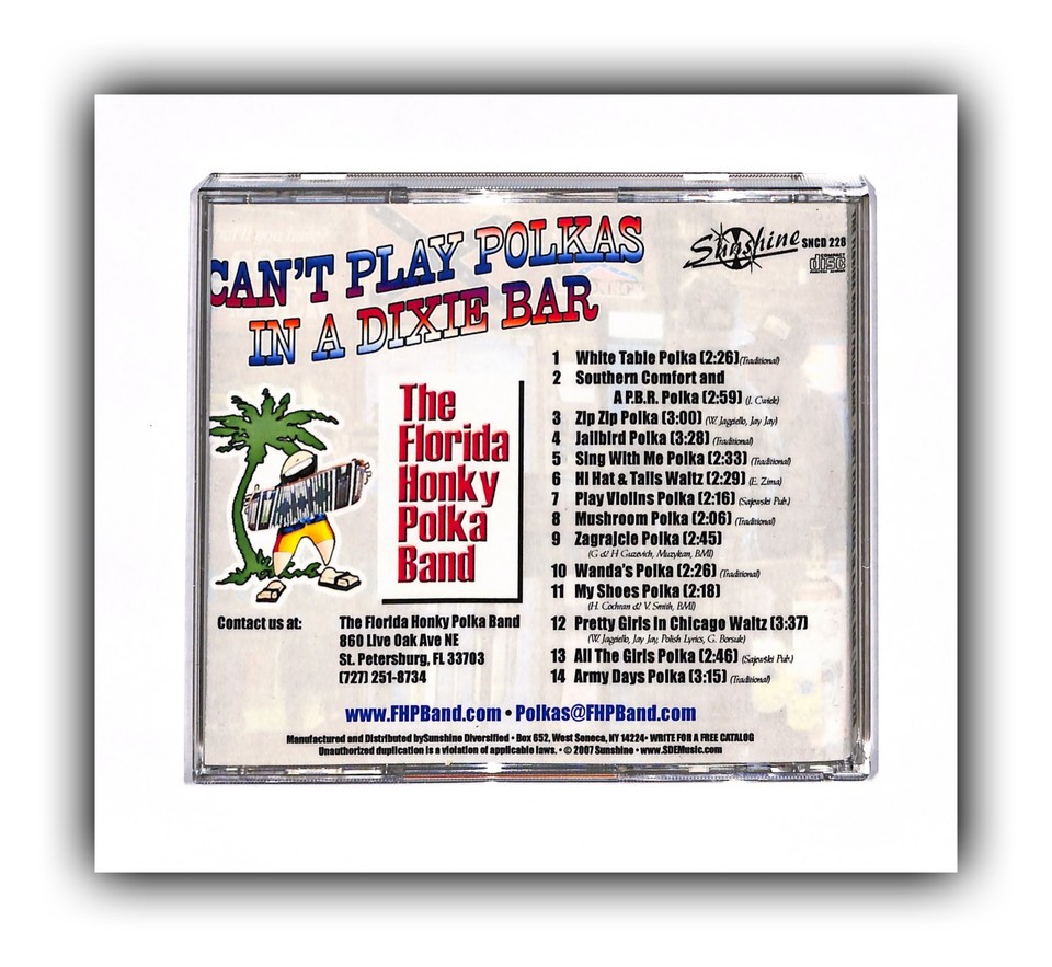 THE FLORIDA HONKY BAND POLKA CD "IN A DIXIE BAR" SUPER CD 14 GREAT ...