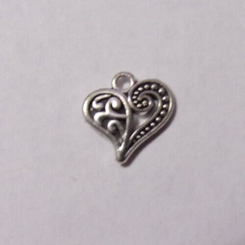 Silver Tone Fanciful Heart Pendant Charm Hang Tag | eBay