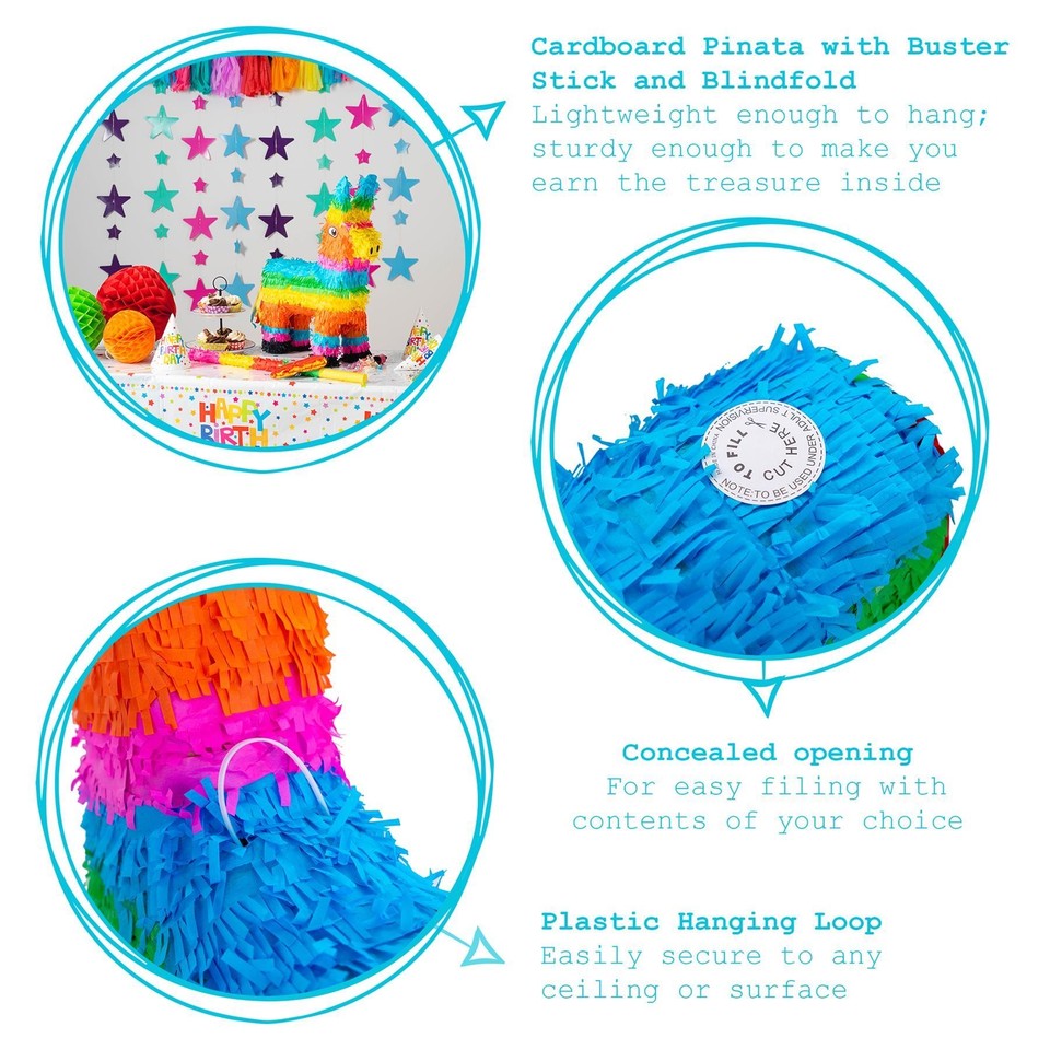 Pinata with Stick & Blindfold Birthday Party Hanging Pinatas Wedding ...