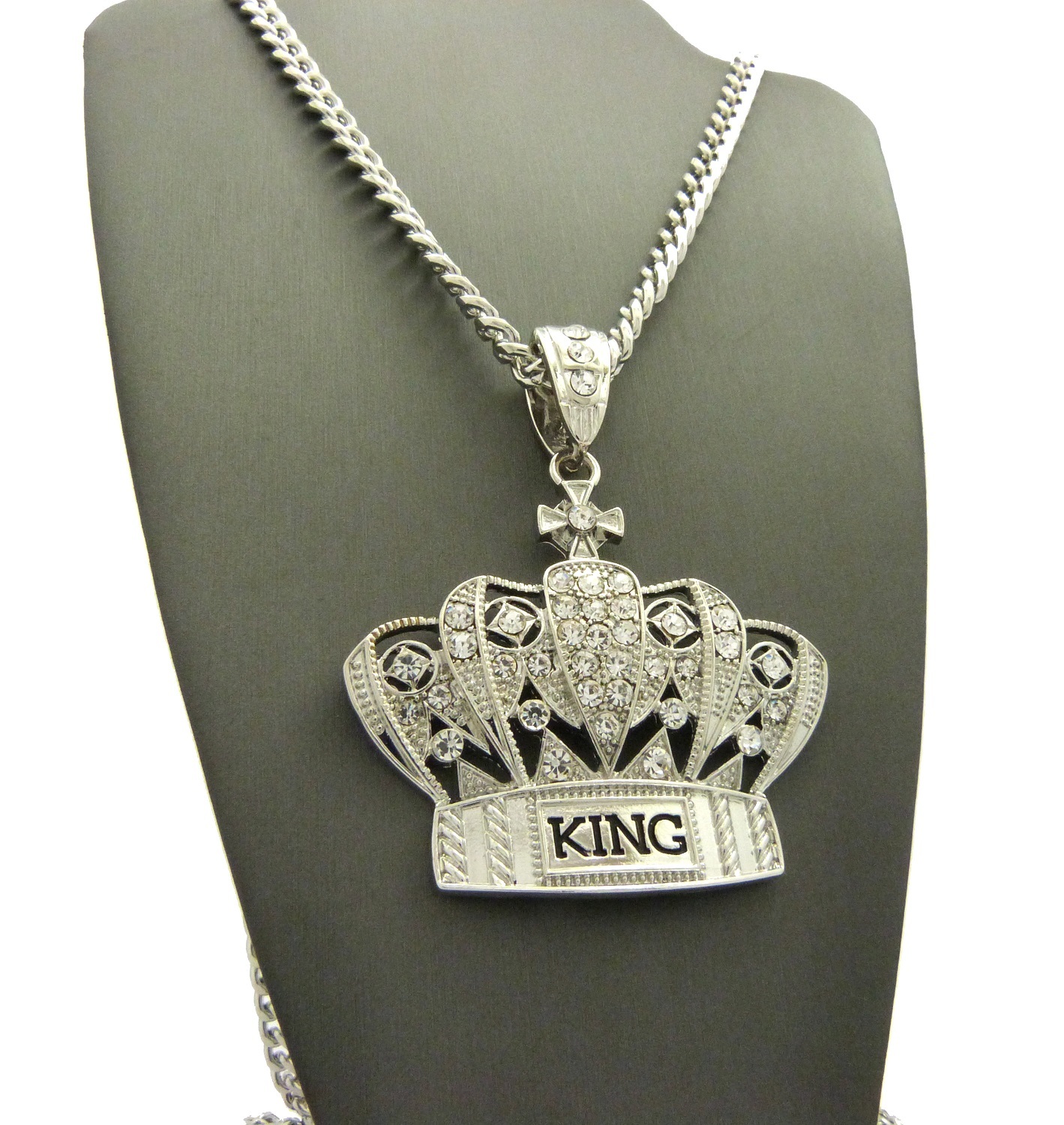NEW KING CROWN PENDANT & 36" CUBAN CHAIN HIP HOP NECKLACE - XYP10R | eBay