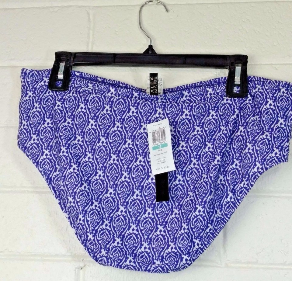 NWT women's BOTTOMS SWIMWEAR Size 16 ALEX MARIE BIKINI HW Side Shirred ...