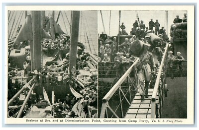 c1910s Seabees At Sea Disembarkation Point Greetings From Camp Perry VA ...