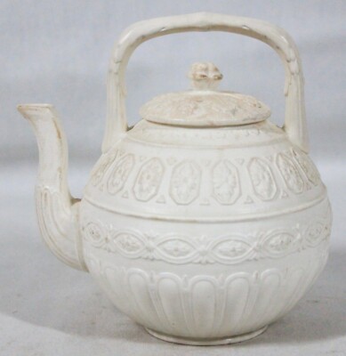 ANTIQUE G.P. VICTORIAN SMALL EMBOSSED SALT GLAZED WHITE STONEWARE ...