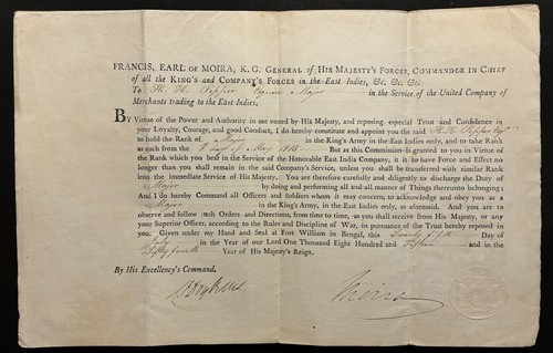 1815 Appointment of H H Pepper to Rank of Major, East Indies Company ...