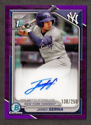 JARED SERNA 2024 Bowman Chrome PURPLE Refractor 1st Auto #/250 CPA-JS ⭐ ...
