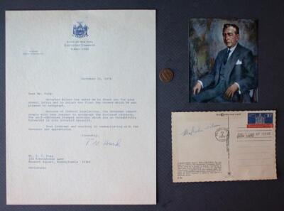 1970s New York Governor Malcolm Wilson signed autographed FDC & letter ...
