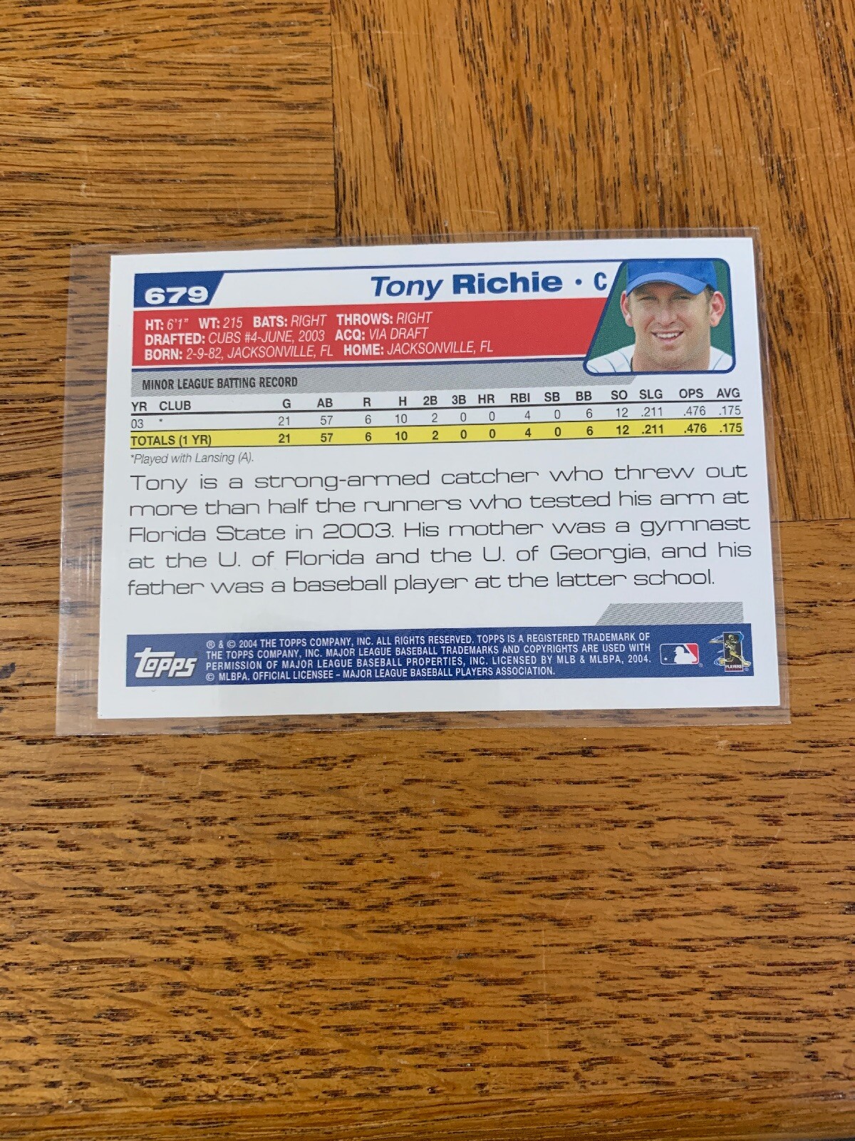 Topps 679 Tony Richie Tarjeta | eBay