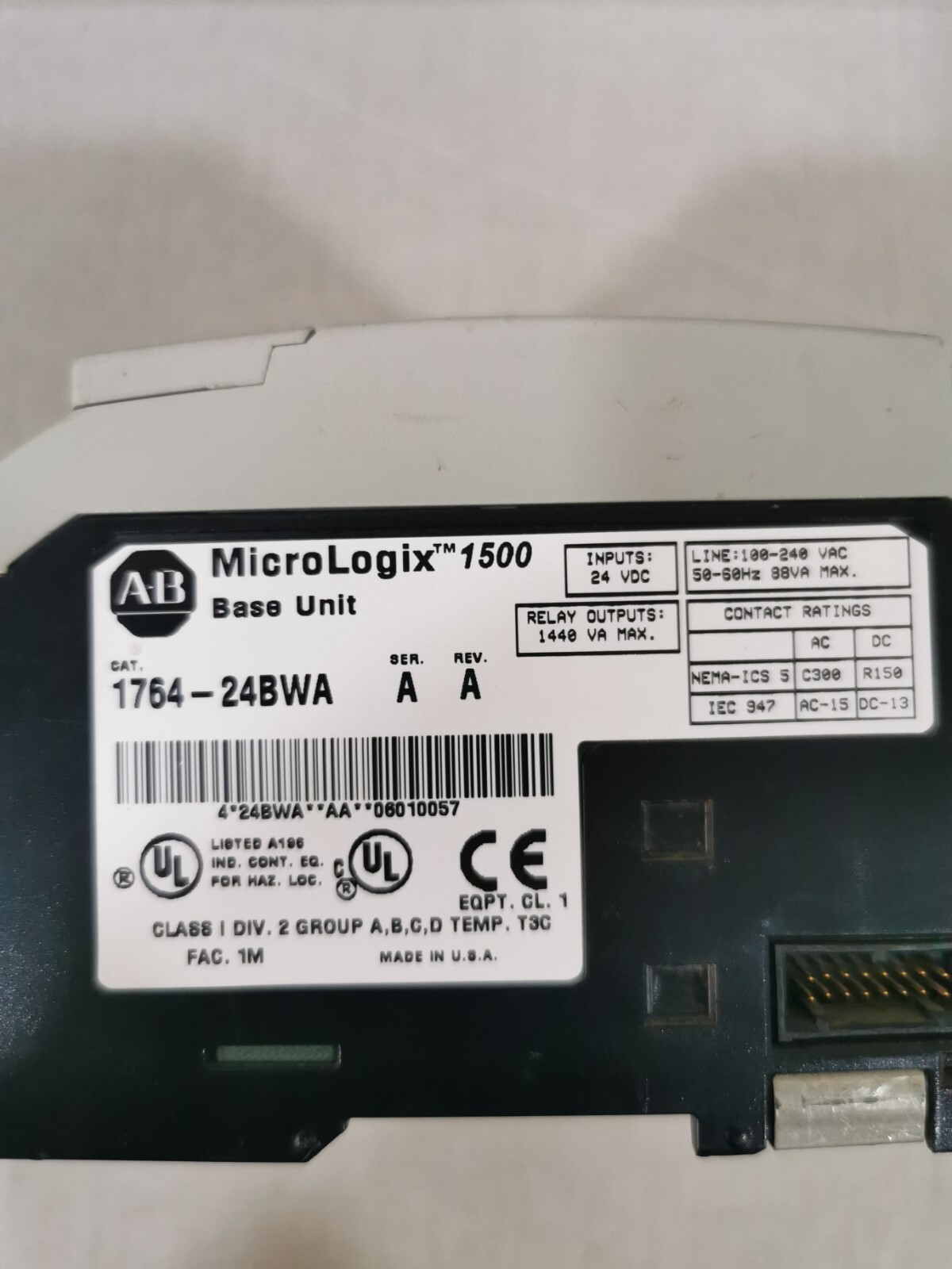 Allen Bradley 1764-24BWA MicroLogix 1500 Base Unit | eBay