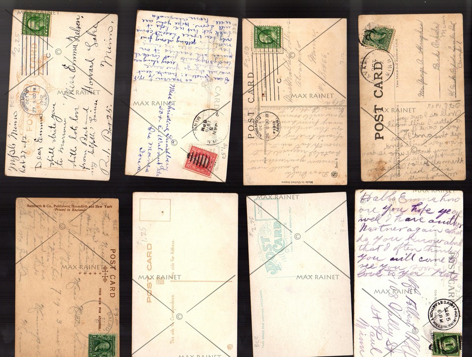 8 POSTCARD Antique Vintage LOVERS Real Photo SATIRE 1911-1919 1c stamps ...