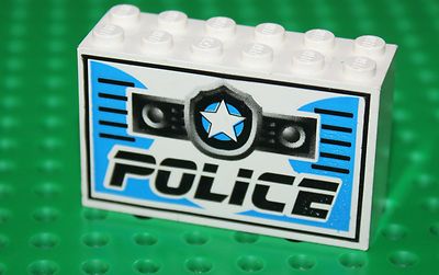 Lego Brick 2x6x3 with Star Badge and Black 'POLICE' Pattern 6213pb03 ...