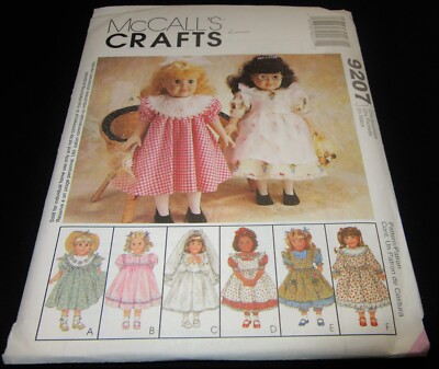 Vintage McCall's Crafts Pattern #9207 Six Doll Dresses for 18" Dolls ...