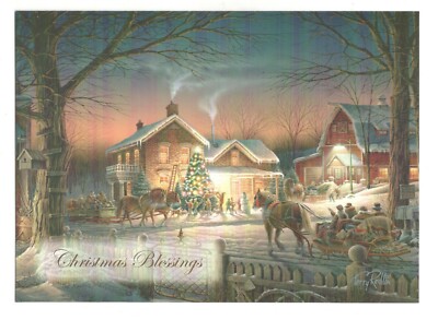 Trimming The Tree Terry Redlin Christmas Greeting Card w/ Envelope MG49 ...