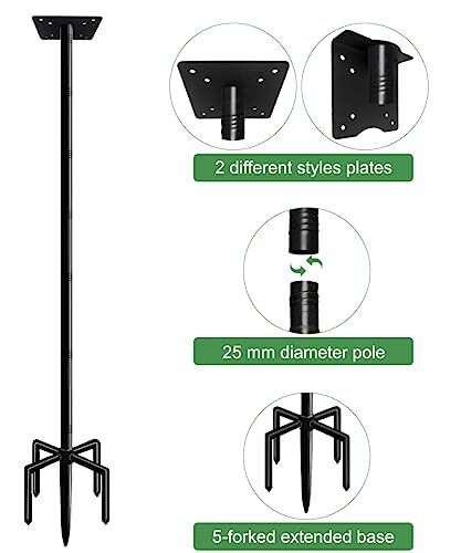 75 Inch Bird House Pole Mount Kit, Adjustable Heavy Insert Ground ...