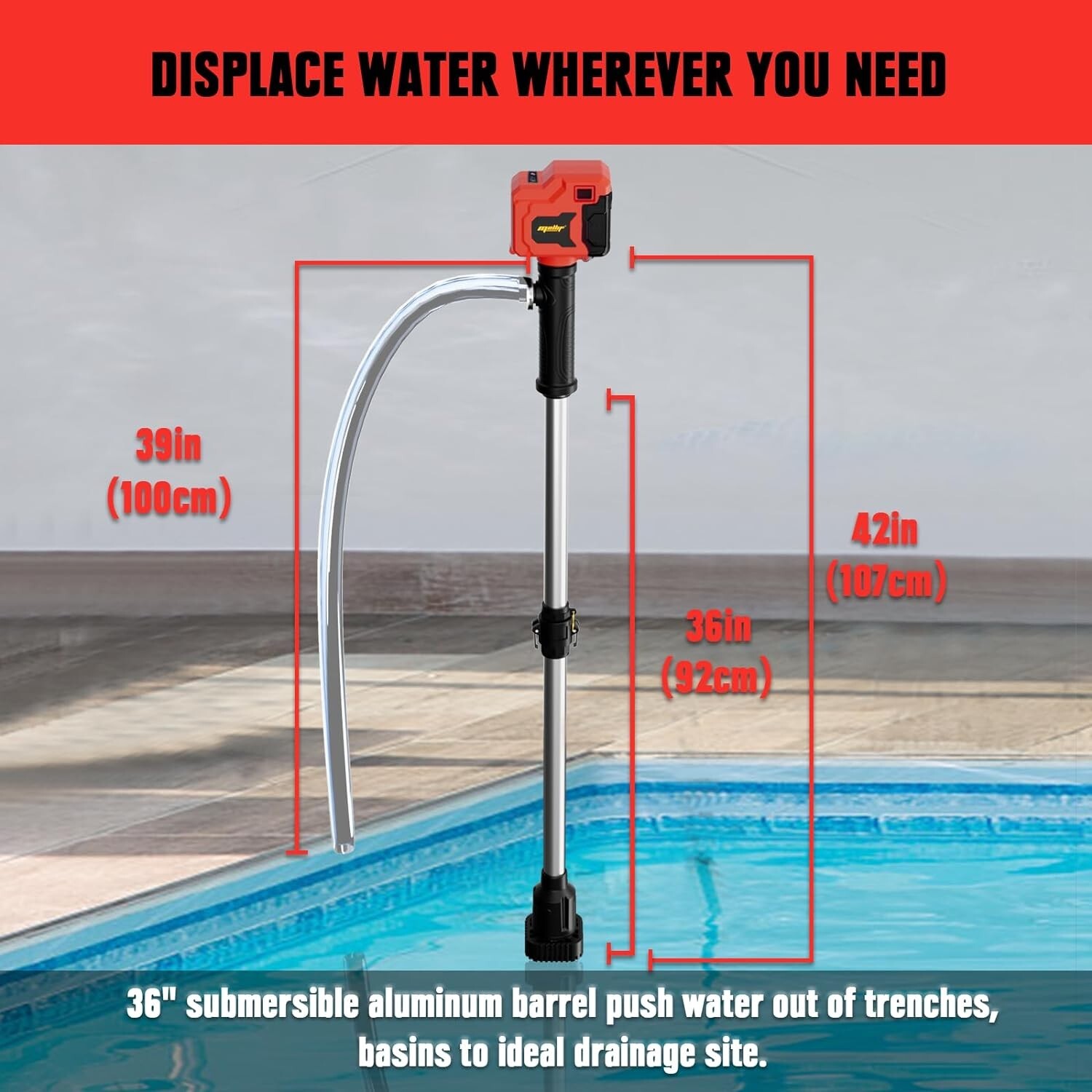 Mellif Cordless Stick Water Transfer Pump for Milwaukee 18V Battery Not ...