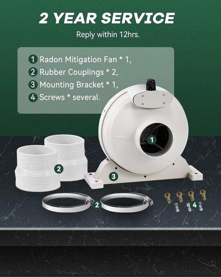 Radon Fan 260CFM Radon Mitigation System 4" Electric Indoor Outdoor ...