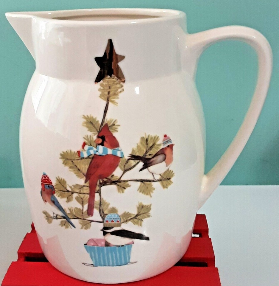 White & Gold "Merry & Bright, Red Cardinal Christmas 9x7x8, Ceramic ...