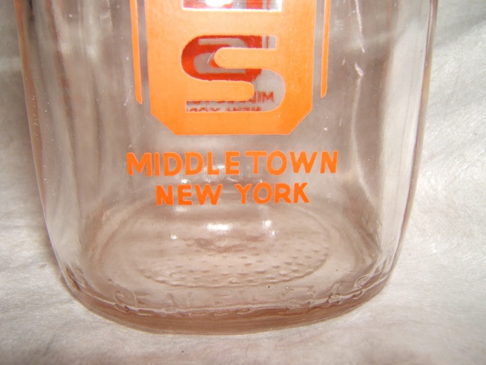 mapes dairy middletown n.y. new york 1 one quart acl glass milk bottle ...