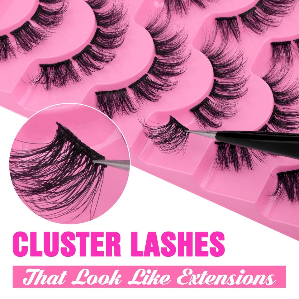 Wispy Lash Clusters Natural Individual Lashes CC Curly False Eyelashes ...
