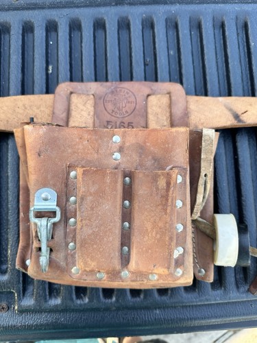Klein 5165 10 Pocket Heavy Duty Leather Tool Pouch W/ Belt - Vintage | eBay