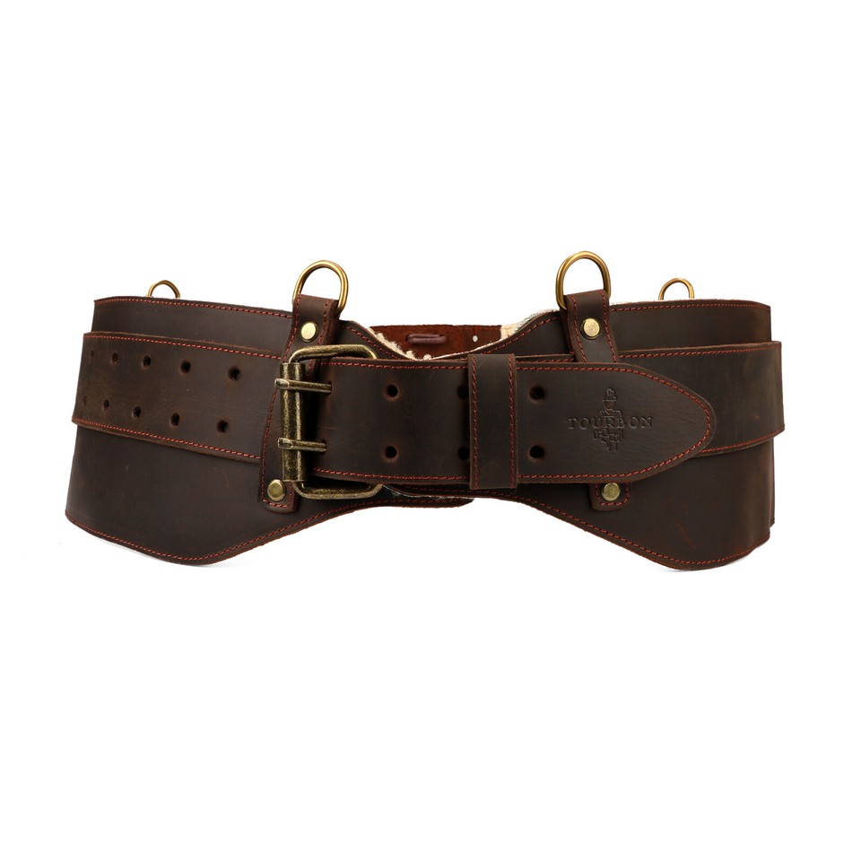TOURBON Logging Belt Leather Heavy Duty Tools Carrier Soft Padded ...