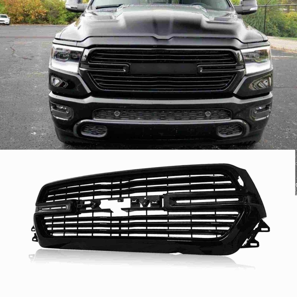Glossy Black Front Bumper Upper Grille 68366528AH For 2019-2023 Dodge ...