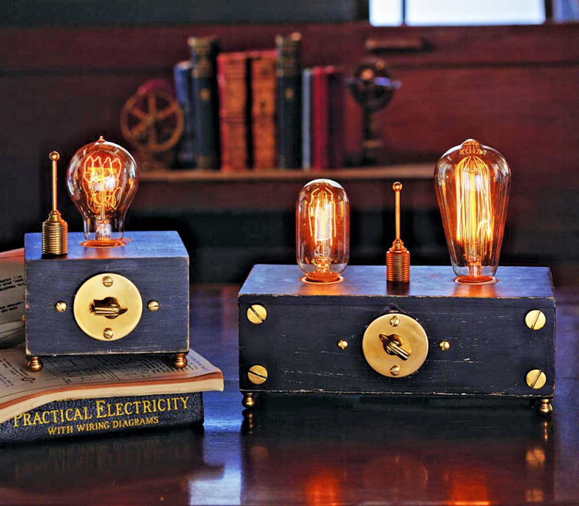 Pendulux ELECTRO LAMP DOUBLE Accent Table InDuStriAL STEAMPUNK Retro ...