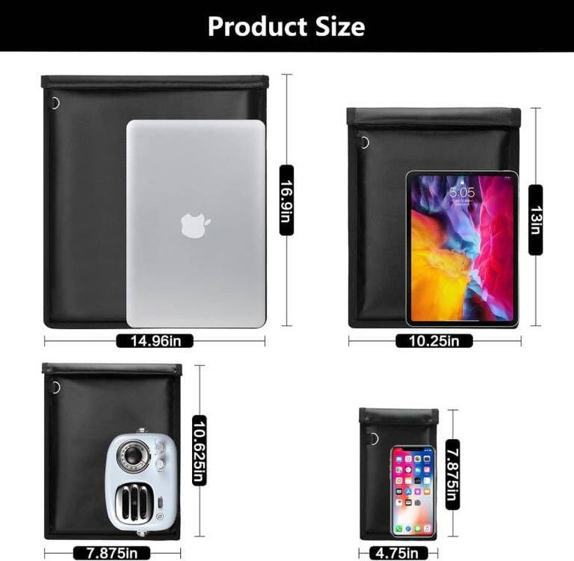 4 Pack Faraday Bags, Large Faraday Bag EMP Proof for Phones & Laptops ...