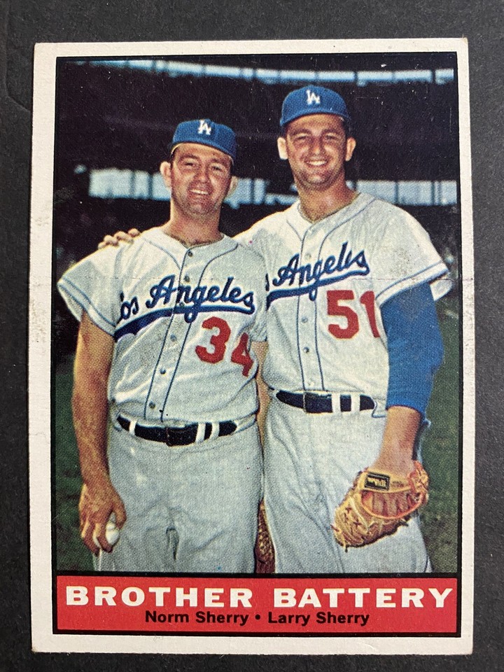 1961 Topps Baseball Brother Battery Dodgers High Number Card #521 | eBay