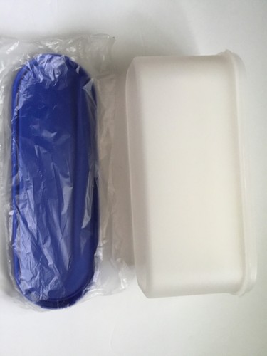 Tupperware Modular Mates Super Oval #2 Container Sheer with blue Seal 7 ...